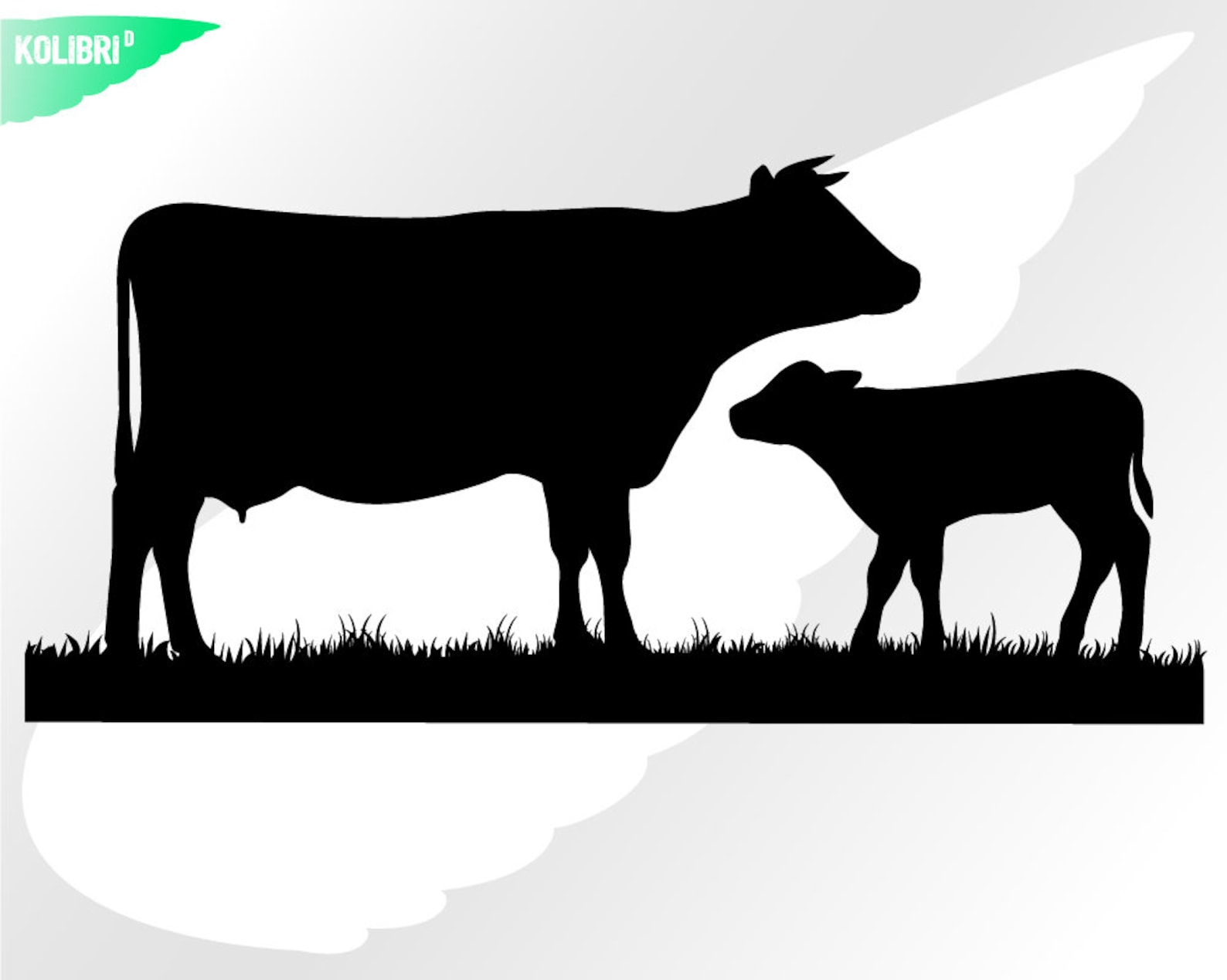 Vache et veau svg - vache svg - clipart scène - scène de ferme svg ...