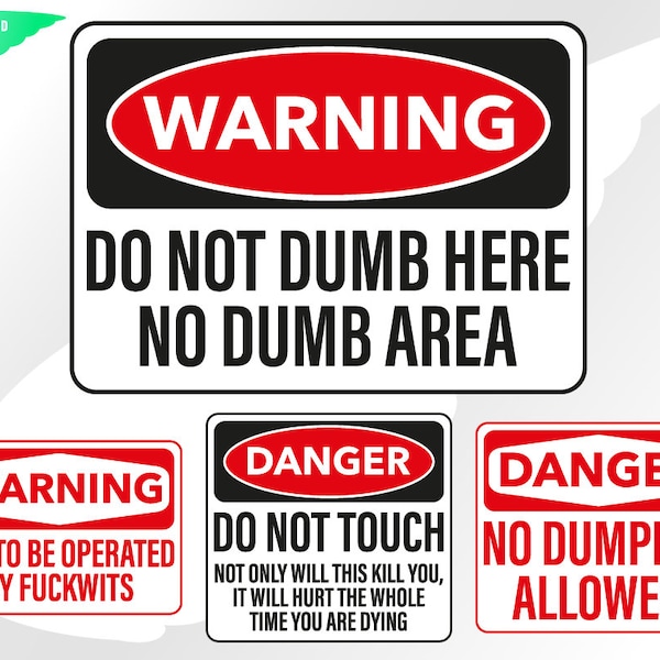 Warning Do Not Dumb Here No Dumb Area - Etsy