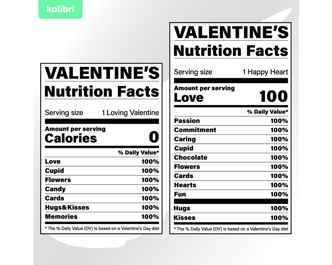 Valentine's Svg – Valentine's Day Svg – Love Svg – Nutrition Facts Svg ...
