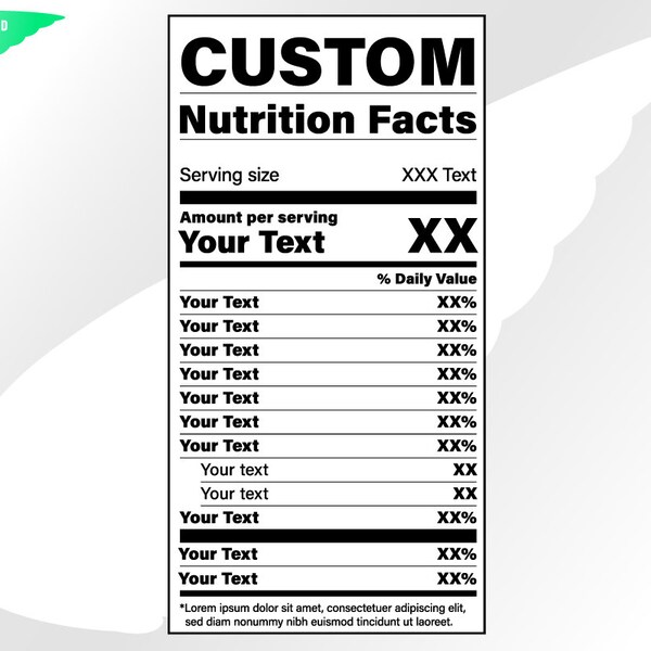 Custom Nutrition Label - Etsy