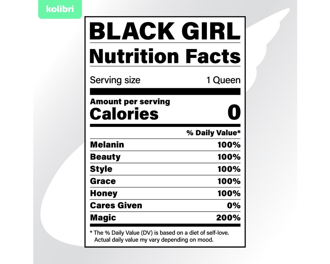 Black Girl Svg – Black Queen Svg – Nutrition Facts Svg – Nutrition Svg ...