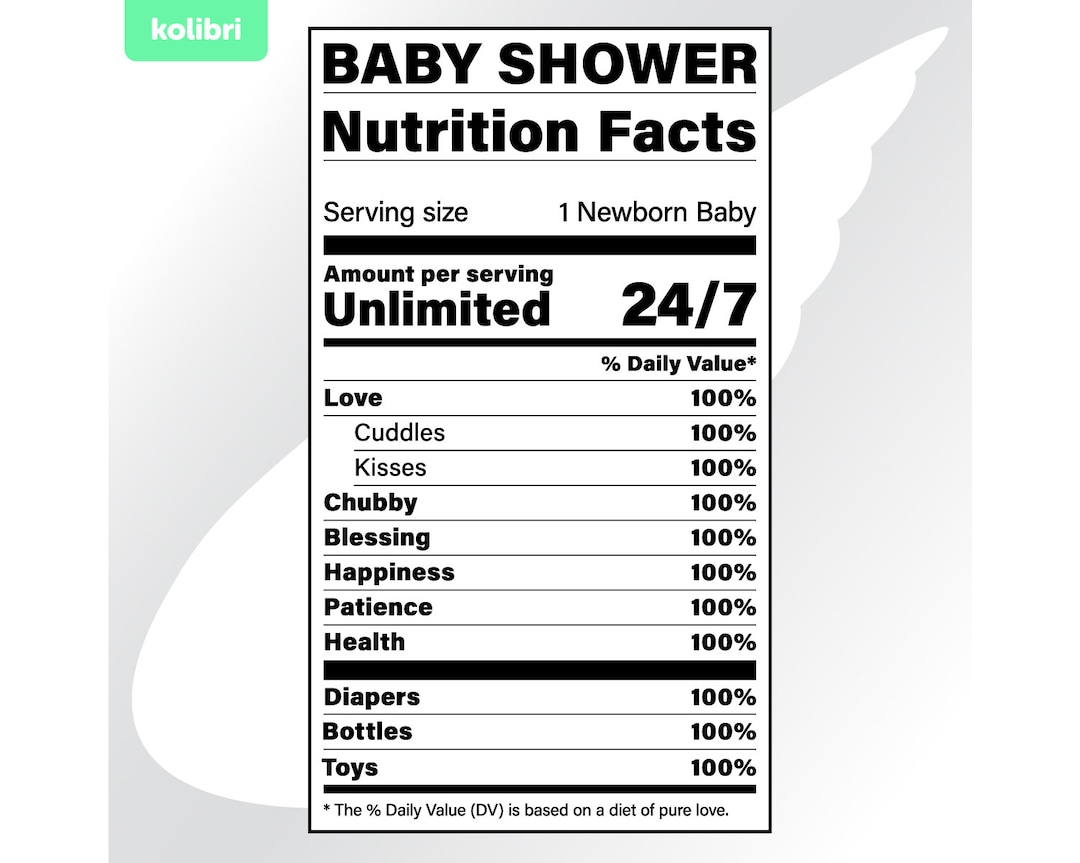 Baby Shower Svg – Baby Svg – Nutrition Facts Svg – Nutrition Svg – Baby ...