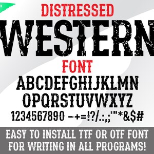 Western Font Cowboy Svg Distressed Font Grunge Letters - Etsy UK