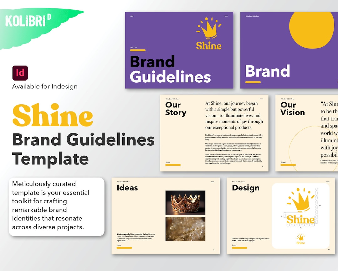 Shine Brand Guidelines Template Indesign Template Brand - Etsy