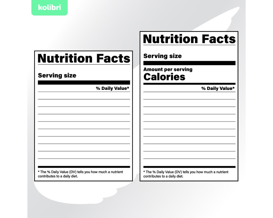 Nutrition Facts Template Svg, Clipart – Nutritional Calories and ...