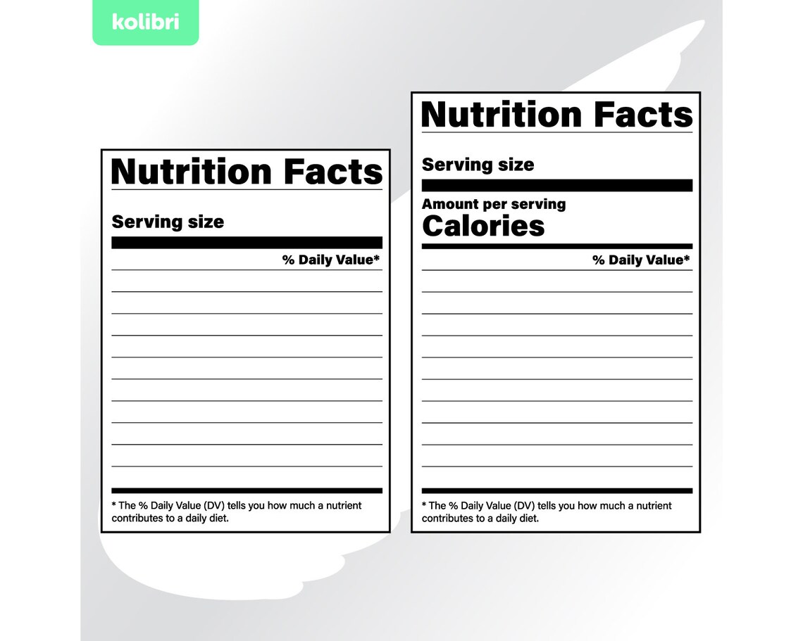 Nutrition Facts Template Svg, Clipart – Nutritional Calories and ...