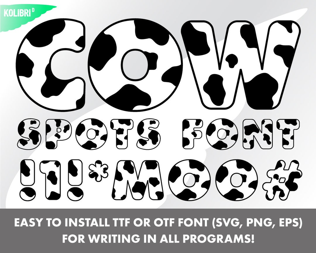 Cow Font Svg Cow Spots Svg Cow Svg Alphabet Svg Cow - Etsy
