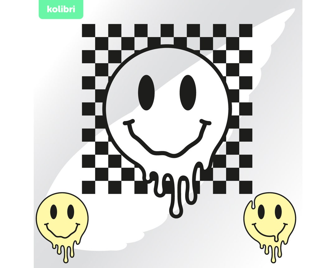 Checkered Smile Svg – Drippy Smile Svg – Melting Smile Svg – Pattern ...