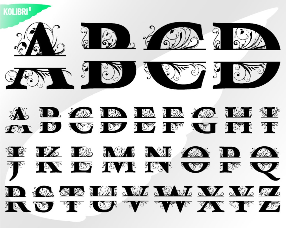 Split monogram svg Wedding monogram svg Alphabet svg | Etsy