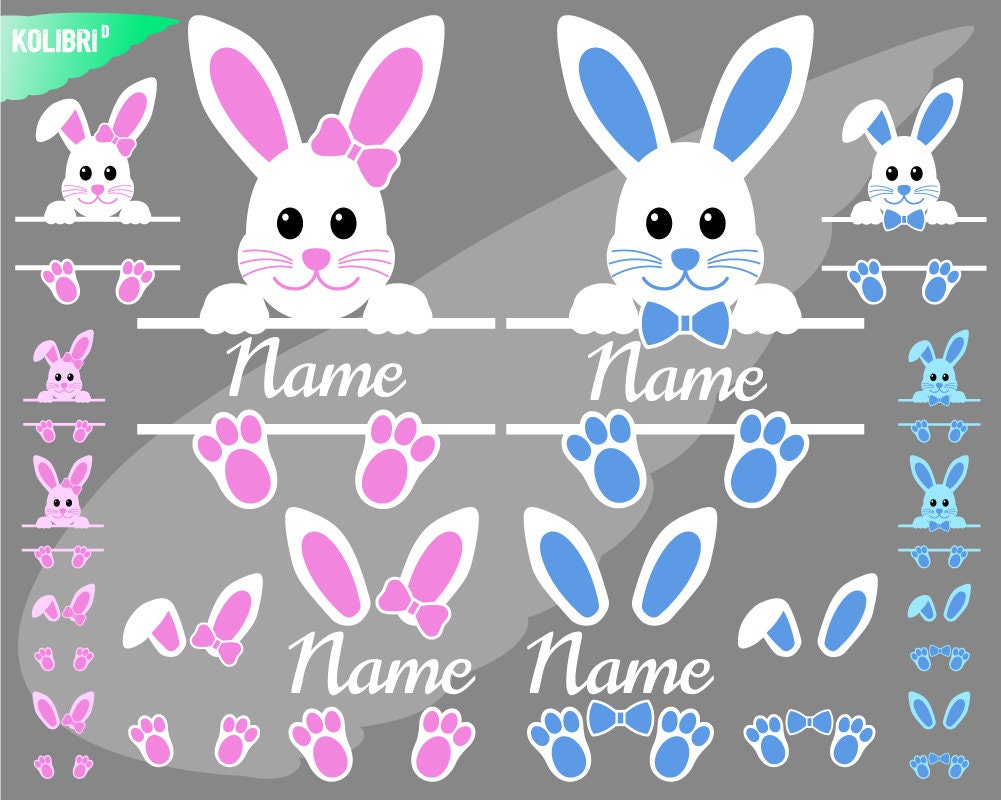 Bunny Name Frame SVG Silhouette Digital Download for Cricut Bunny SVG ...