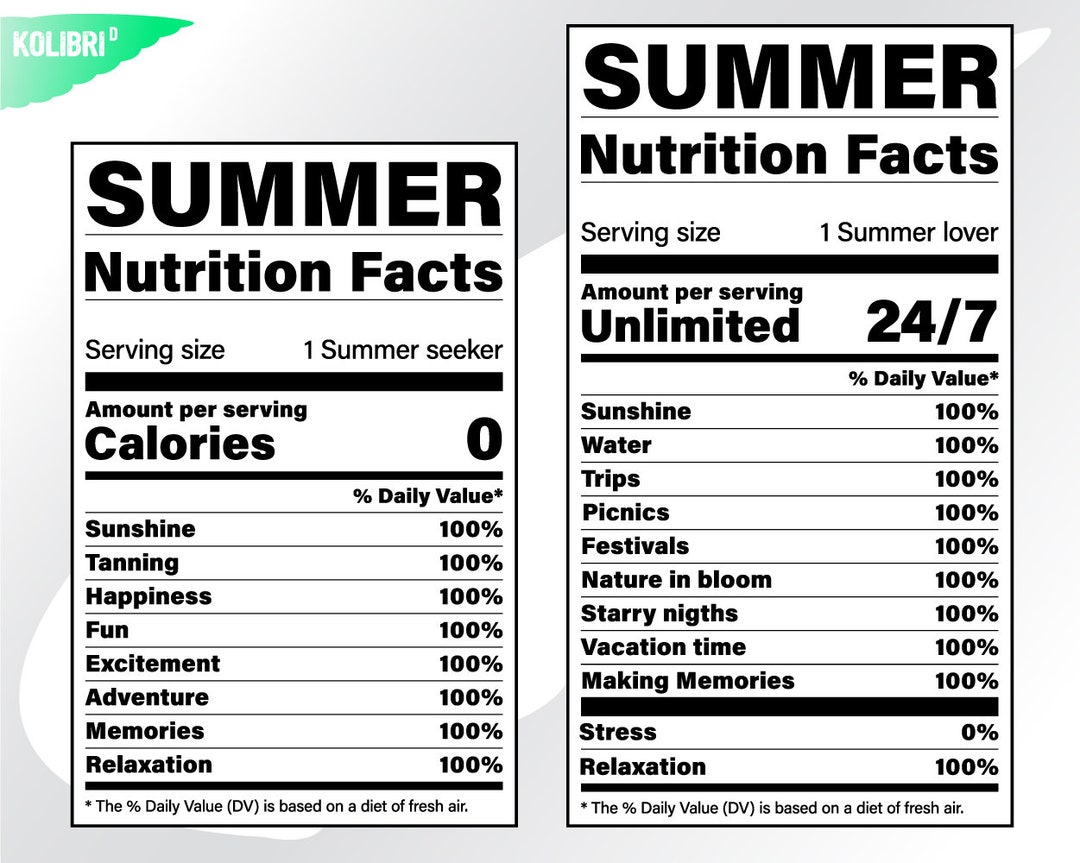 Summer Svg – Nutrition Facts Svg – Nutrition Svg – Summer Facts Clipart – Nutritional Summer ...