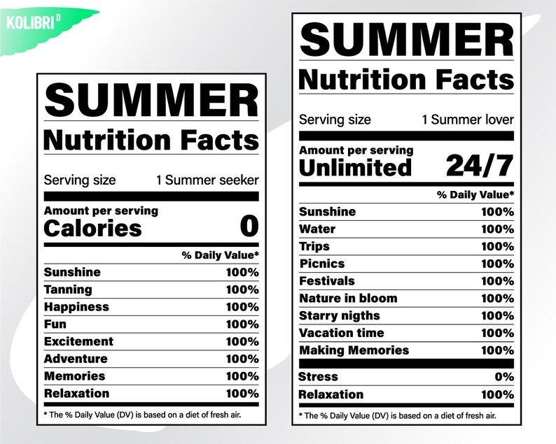 Summer Svg – Nutrition Facts Svg – Nutrition Svg – Summer Facts Clipart ...