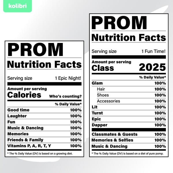 Graduation Nutrition Facts Png - Etsy
