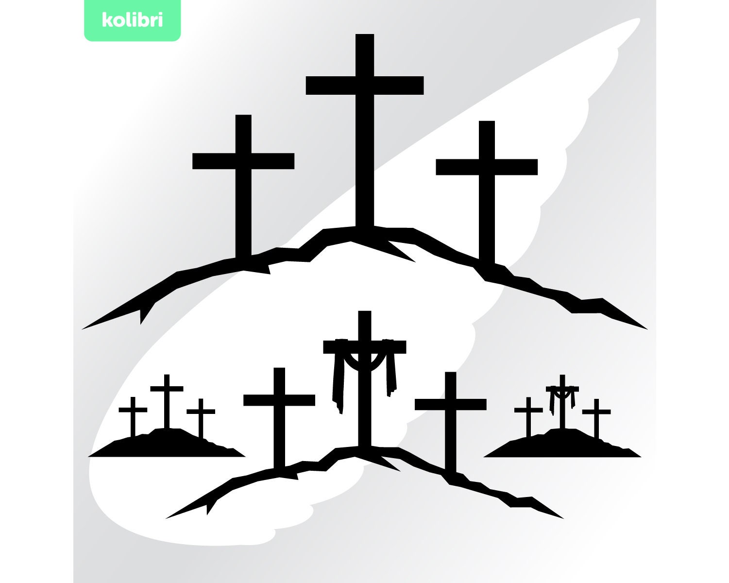 Wooden Cross On Hill Clipart