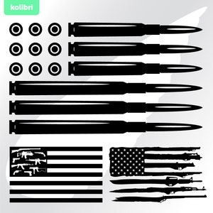 Bullet Flag Svg Gun Flag Svg Flag Clipart US Flag Svg USA Svg American ...