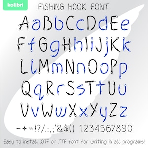 Hook Font Svg – Fishing Font – Fishing Hook Svg – Alphabet Letters – Installable Font Ttf, Otf ...