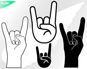Rock Hand Sign Svg | Etsy