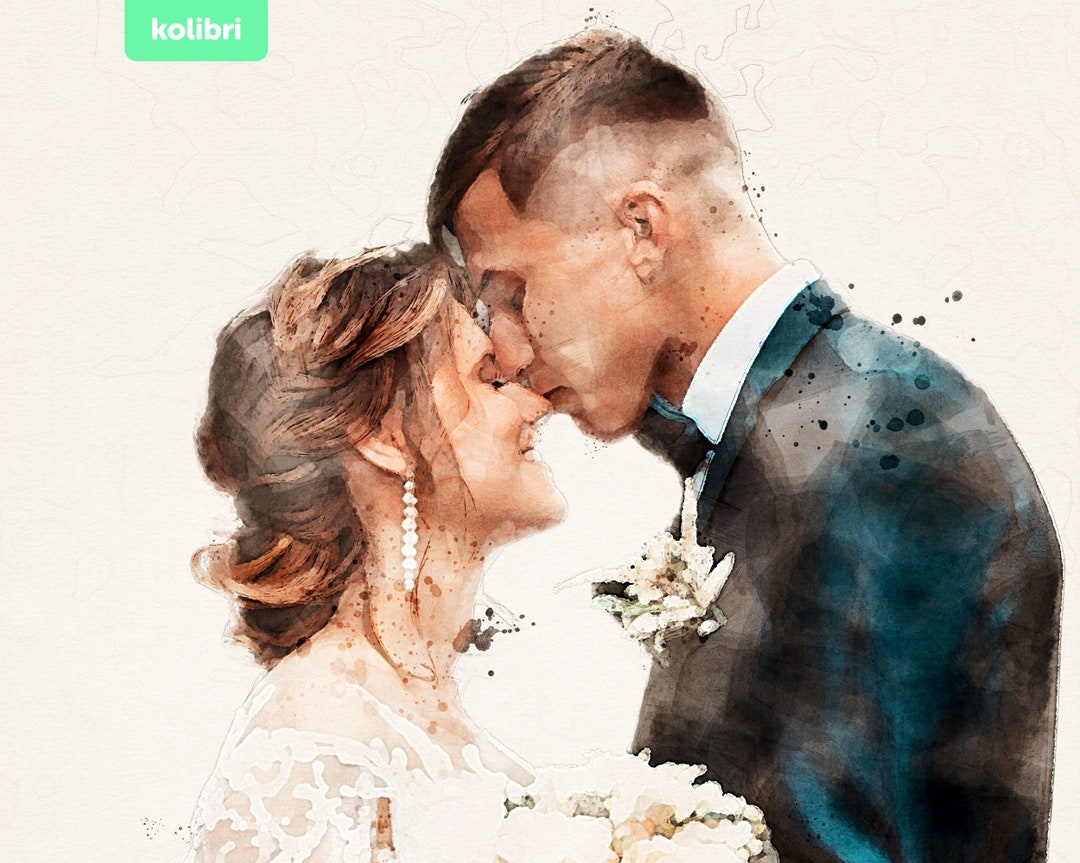 Custom Wedding Painting From Photo – Personalized Bride and Groom ...