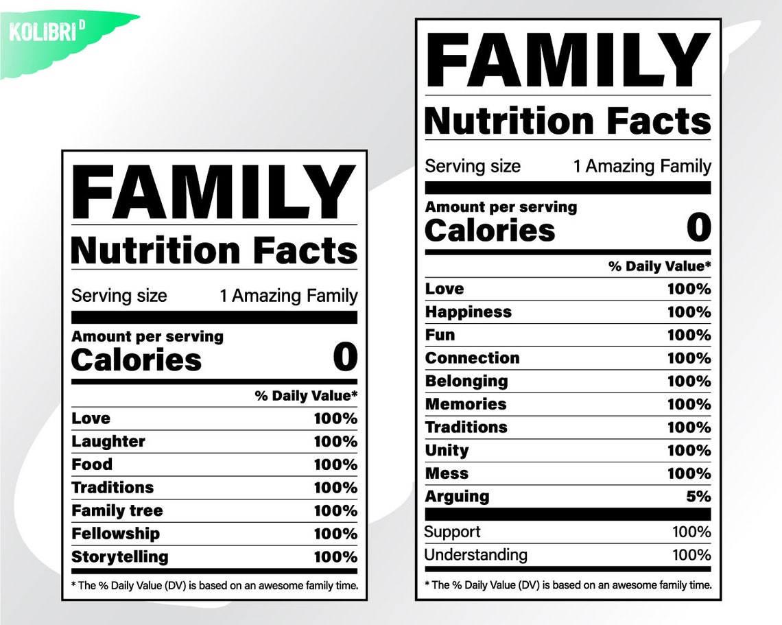 Family Svg – Awesome Family Png – Nutrition Facts Svg – Nutrition Svg ...