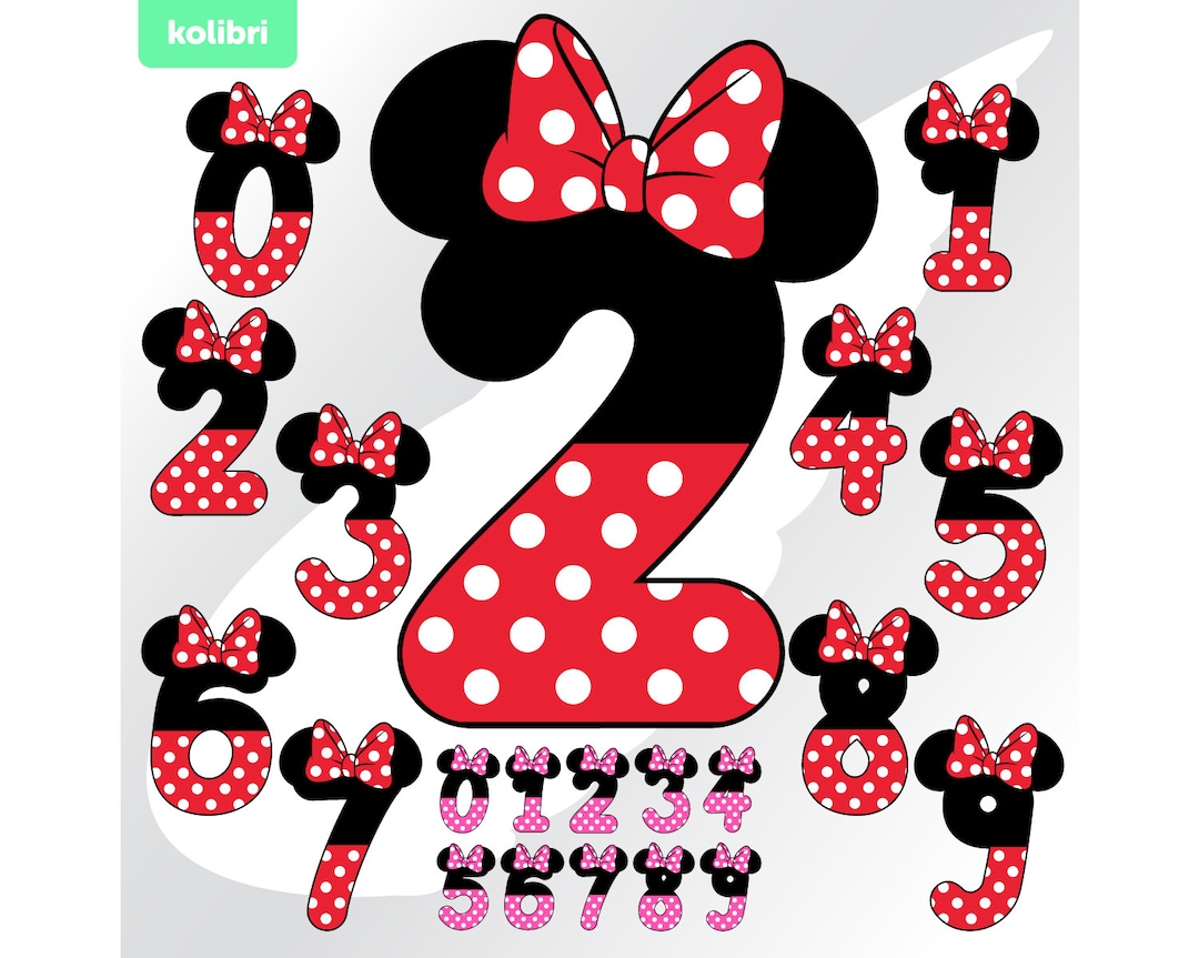 Birthday Numbers Svg – Minnie Mouse Svg – Numbers Clipart – Birthday ...