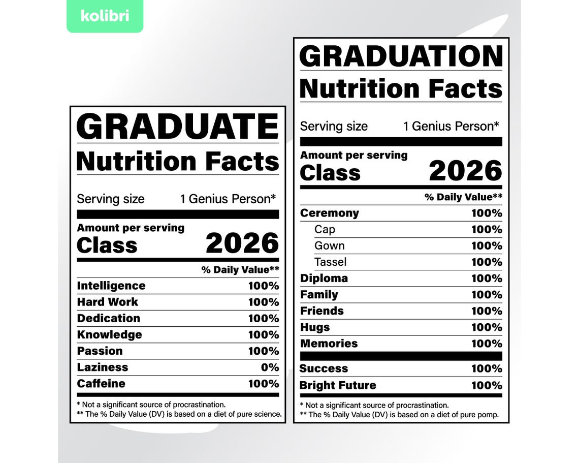 Nutrition Facts Graduate Svg, Graduation Class 2026 – Eps, Png, Dxf ...