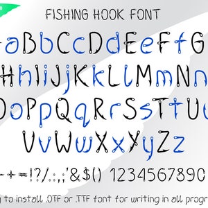 Hook Font Svg – Fishing Font – Fishing Hook Svg – Alphabet Letters ...
