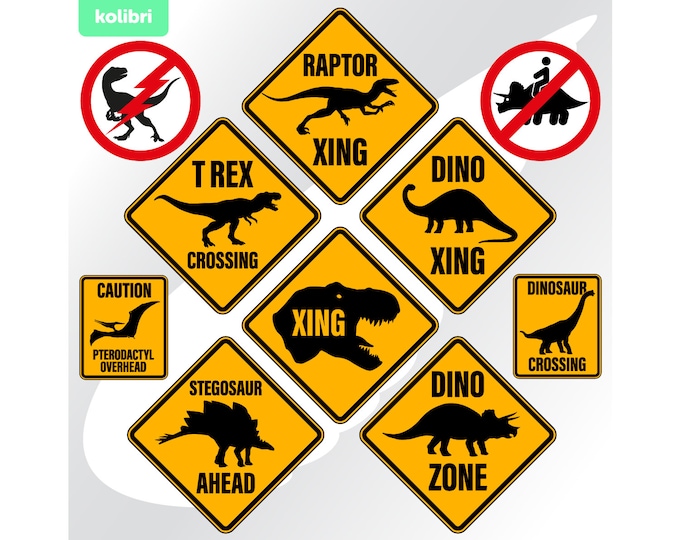 PDF: Set of 7 Dinosaur Crossing Signs Dinosaur Themed Party - Etsy