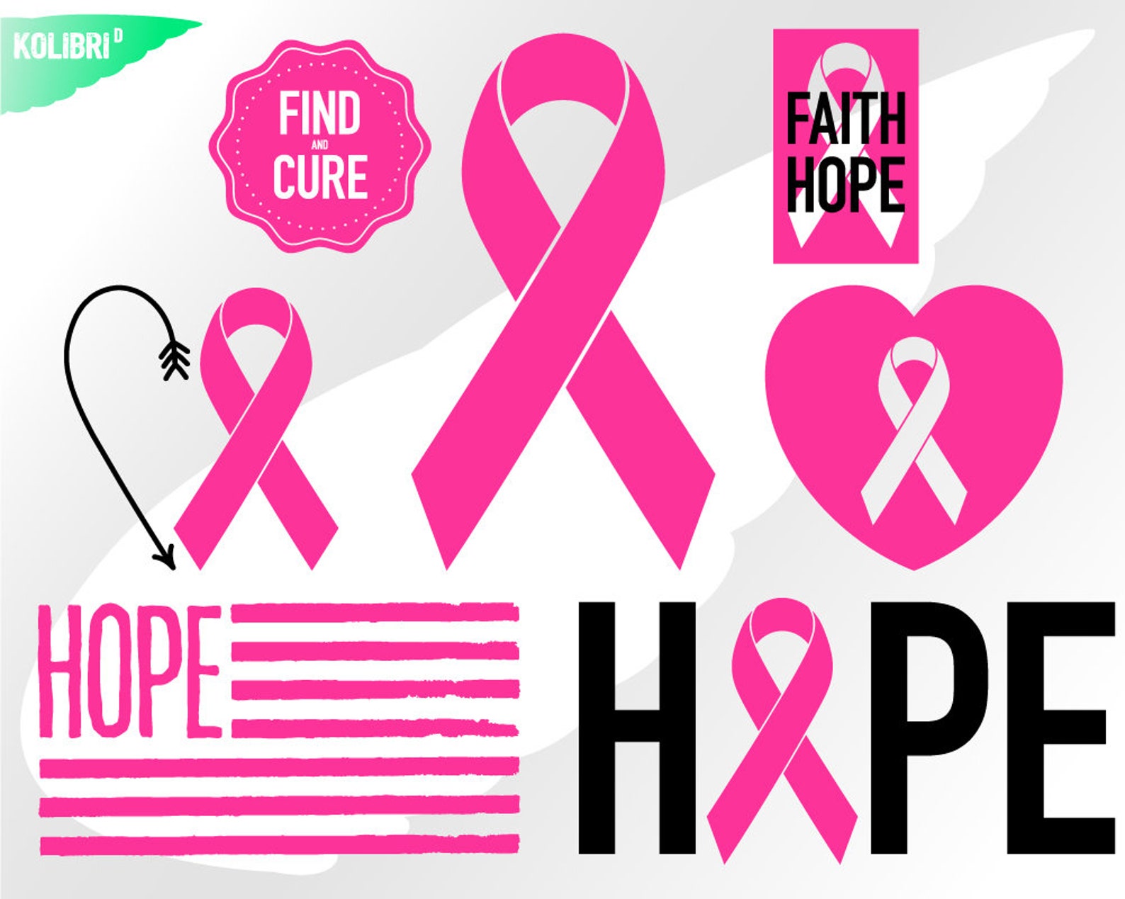 Hope svg Cancer ribbon svg Hope clipart Pink ribbon svg | Etsy