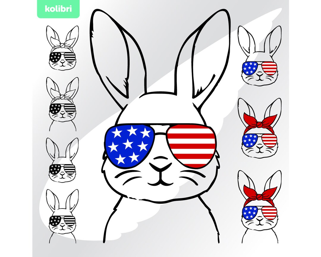Patriotic Bunny Svg – USA Svg – Bunny Merica Svg – Rabbit Svg ...