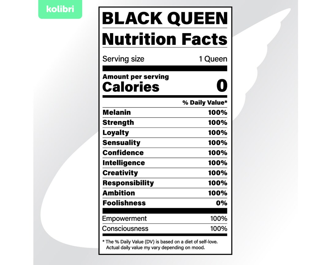 Black Queen Svg – Black Girl Svg – Nutrition Facts Svg – Nutrition Svg ...