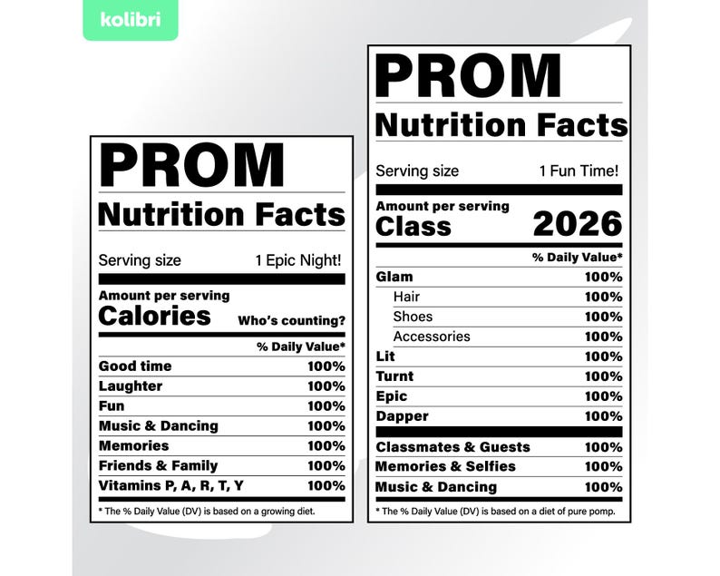 Prom Svg – Class 2026 Svg – Nutrition Facts Svg – Nutrition Svg ...