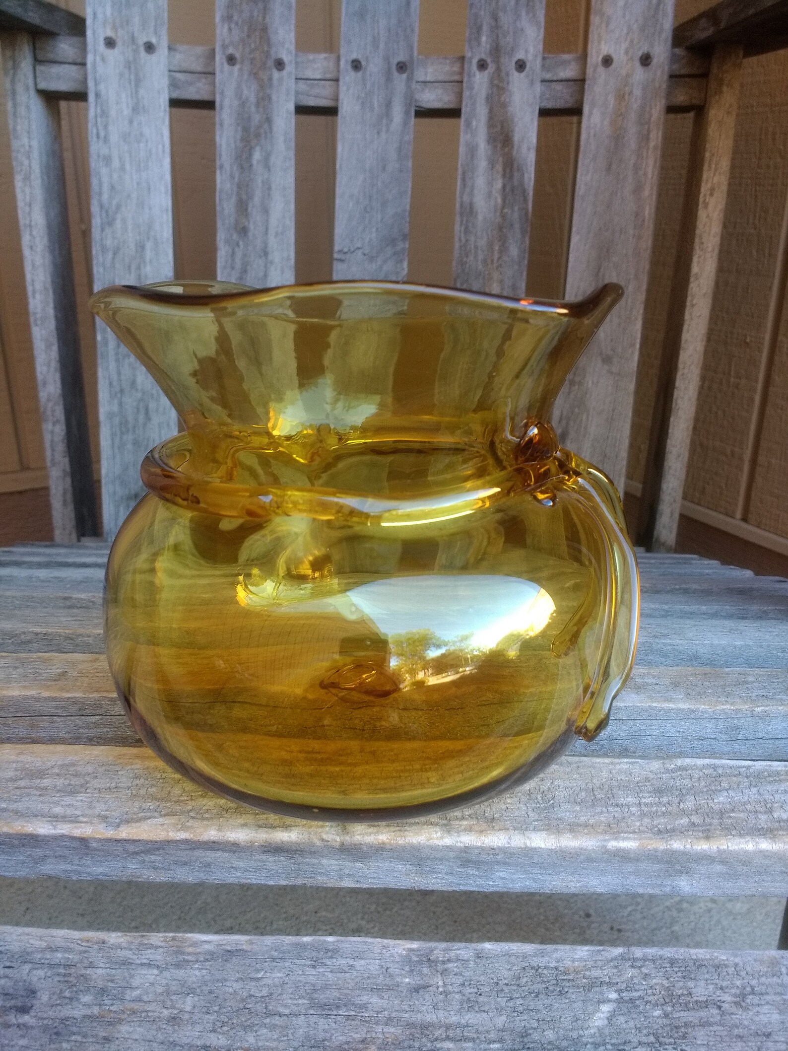 Vintage Blenko Wheat Glass Emporium Spittoon Hand Blown by William H ...