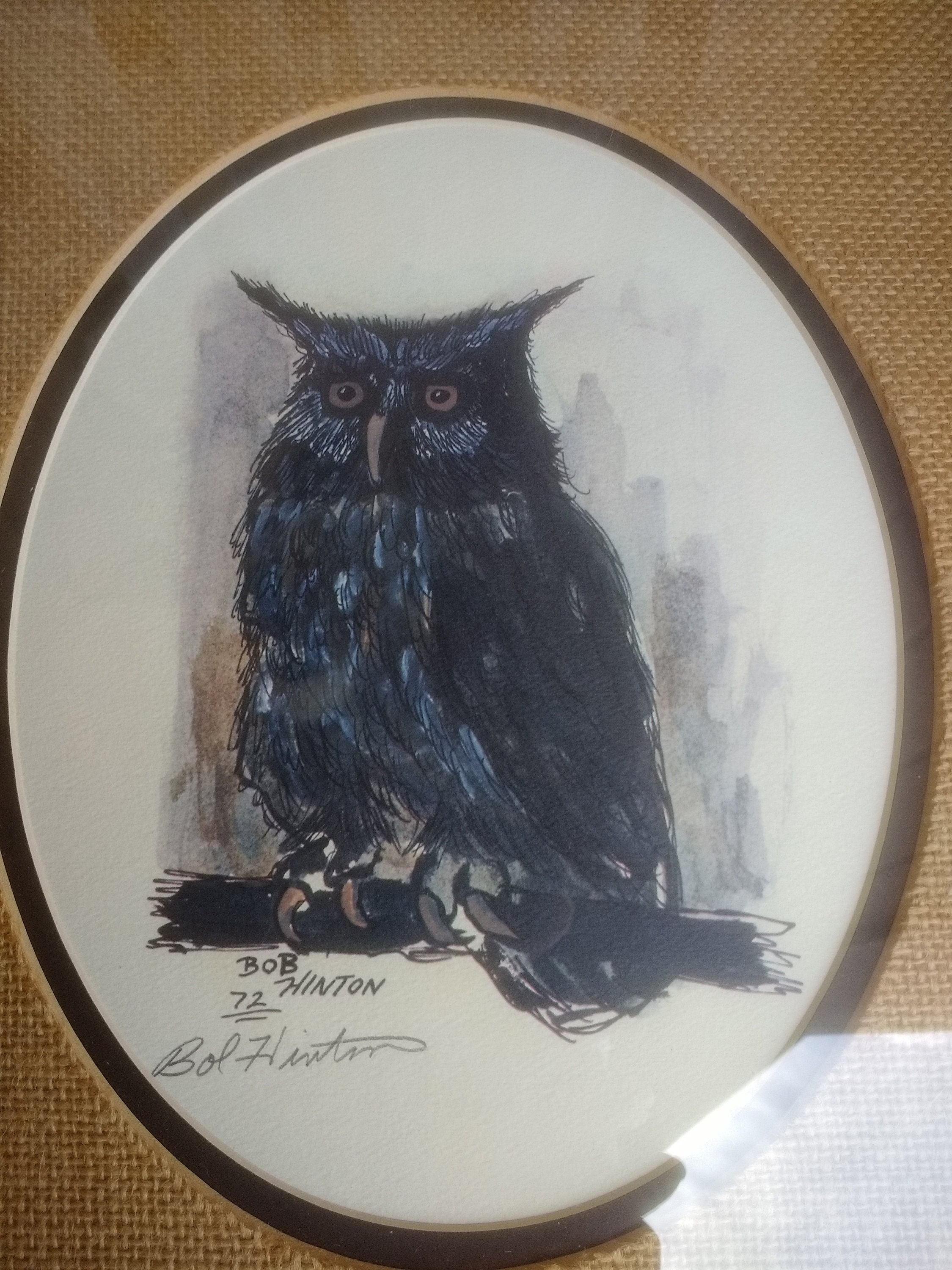 Vintage Bob Hinton Owl Art Print Artist Signed Limited Edition Numbered ...