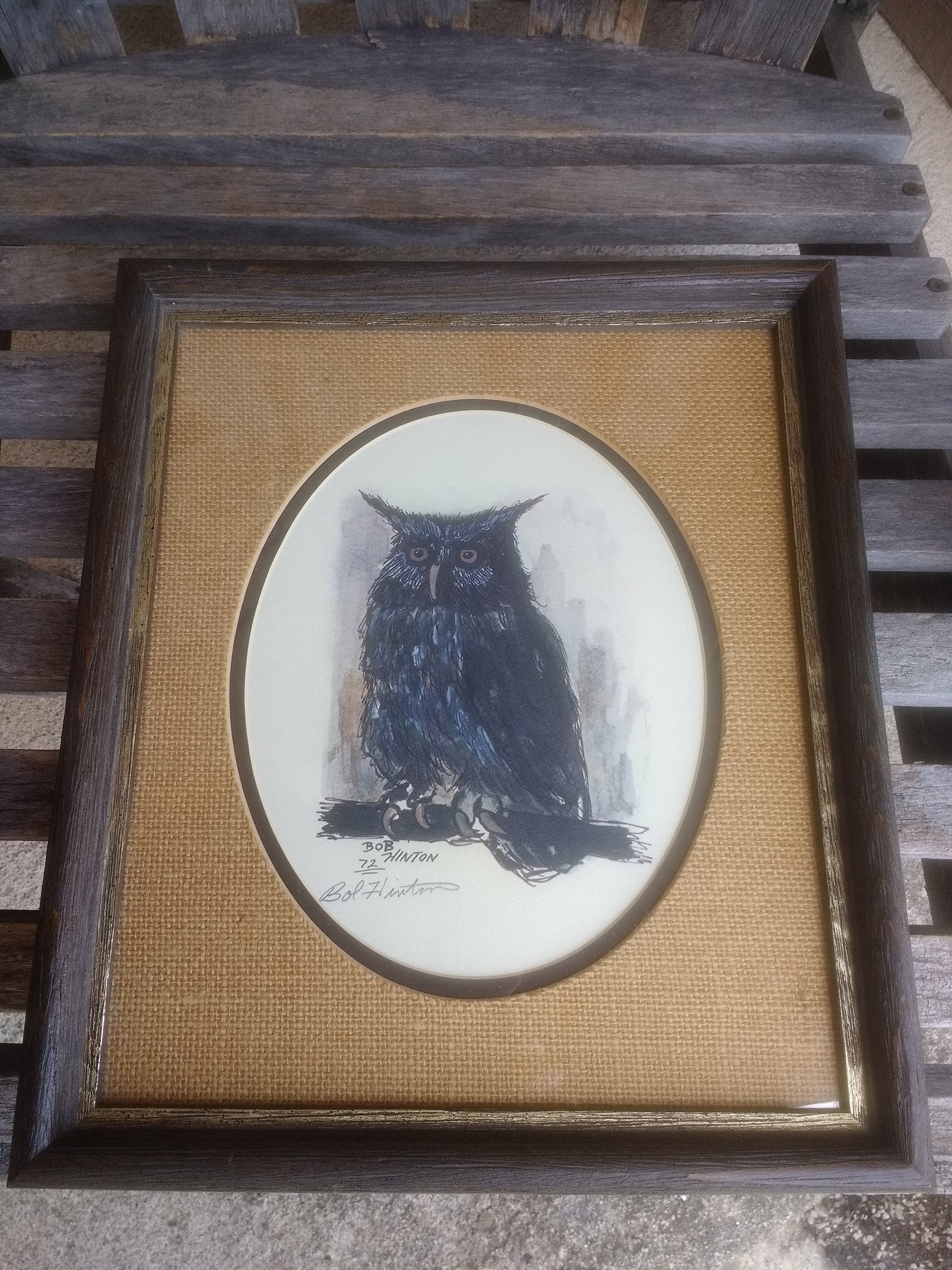 Vintage Bob Hinton Owl Art Print Artist Signed Limited Edition Numbered ...