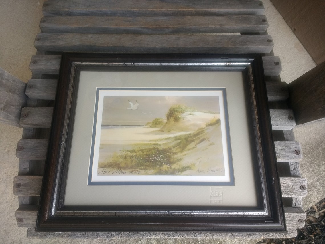 Vintage Marc Moon Beach Scene Art Print Artist Signed Framed | Etsy