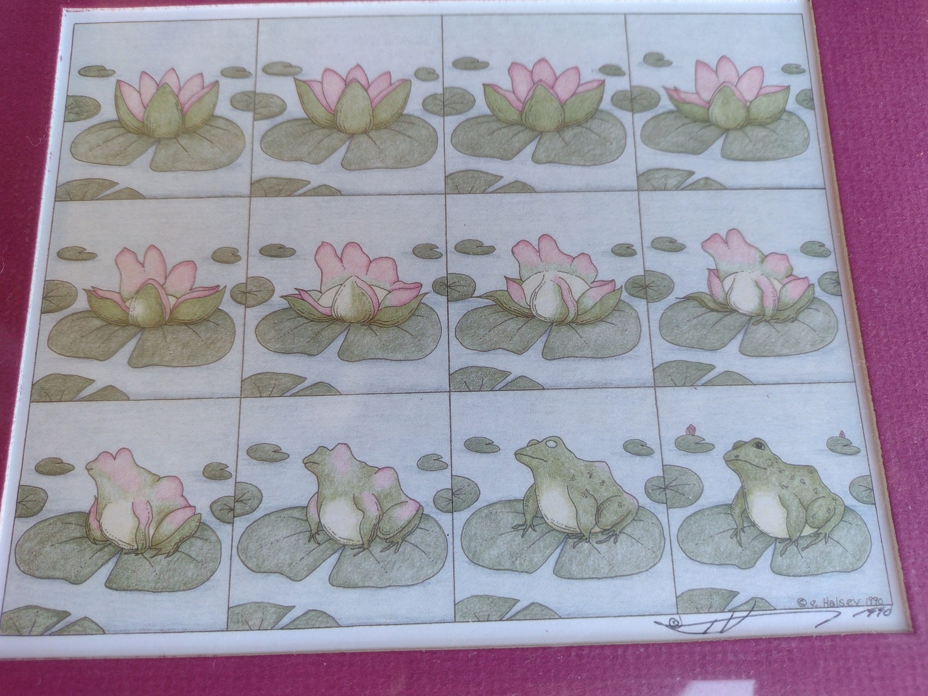 E (elizabeth) Halsey Lily Pad to Frog Art Print Retro Vintage Pond ...