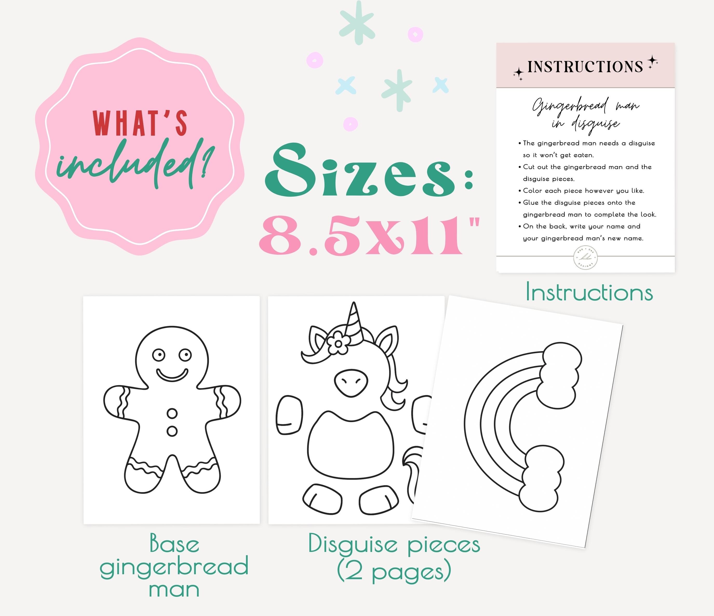 Disguise a Gingerbread Man, Gingerbread Disguise Printable, Unicorn ...