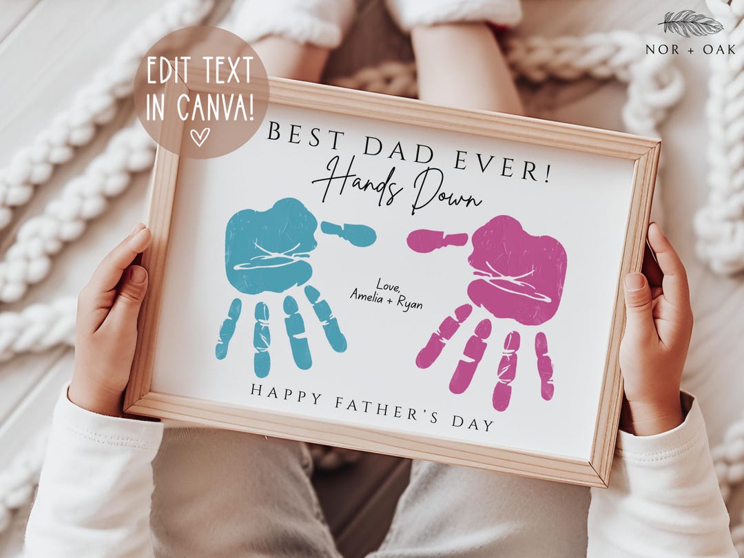 Best Dad Hands Down, Fathers Day Handprint Art, Fathers Day Gift ...