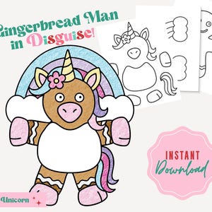 Disguise a Gingerbread Man, Gingerbread Disguise Printable, Unicorn ...