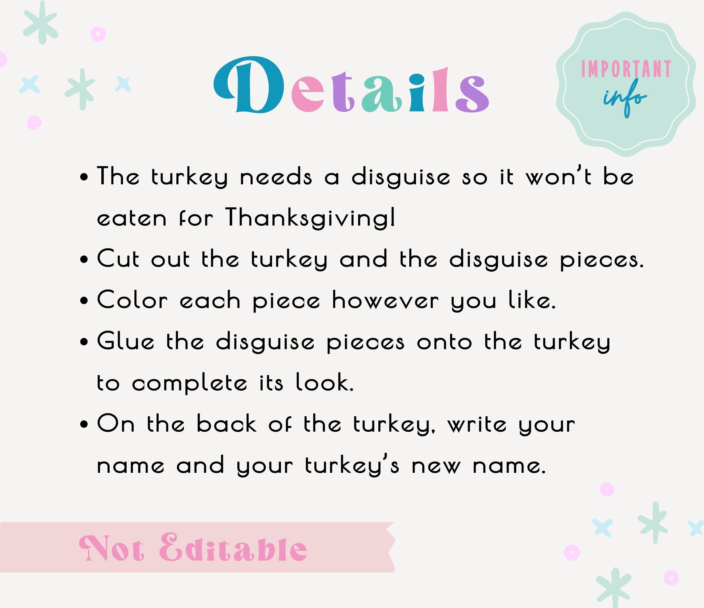 Disguise a Turkey, Turkey in Disguise Printable, Mermaid Turkey, Hide ...