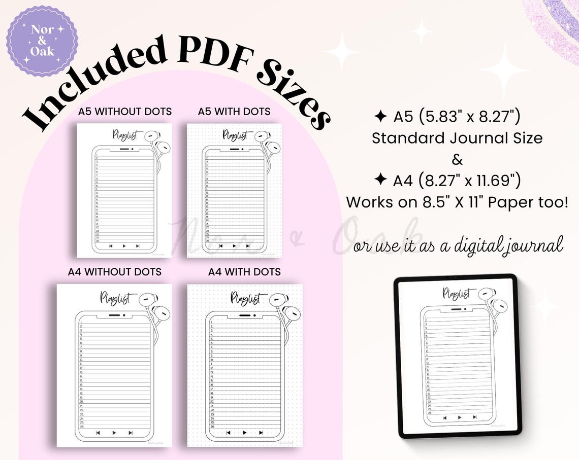 Playlist Tracker Printable, Journal Printables, Music Playlist, Music ...