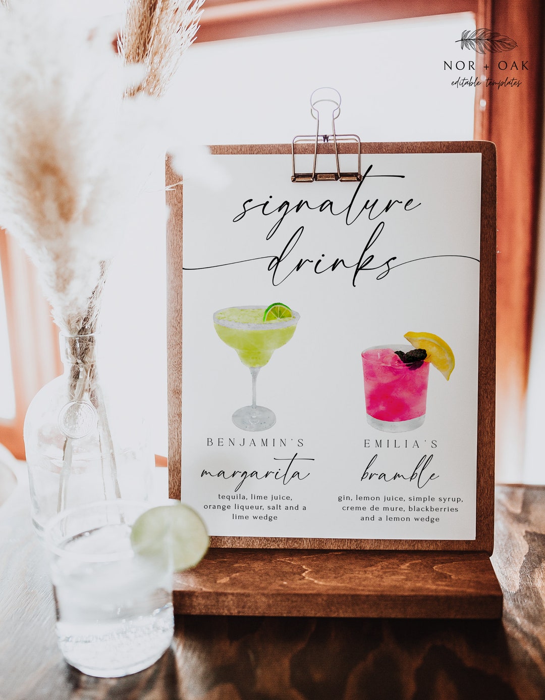 Signature Drink Sign Template, Bar Menu Template, Printable Bar Menu ...