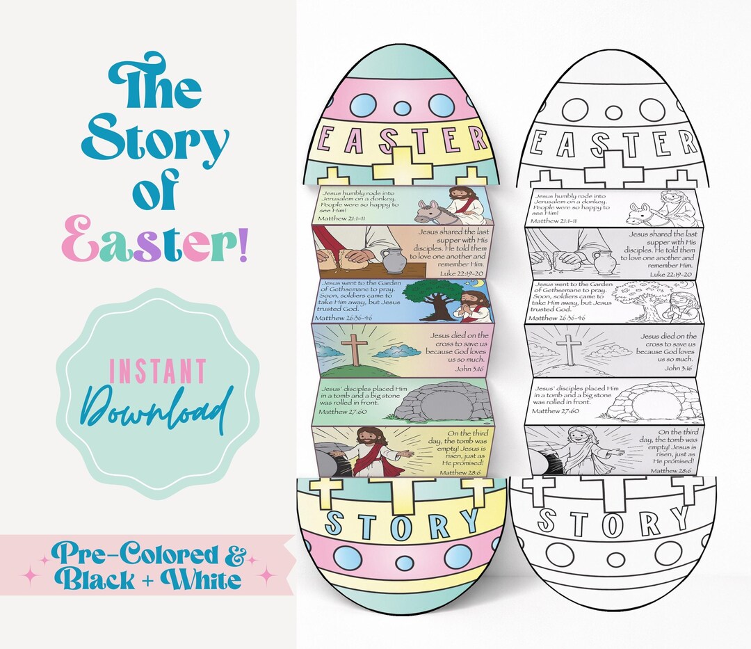 Easter Story Folding Kid Craft, Bible Activity Printable, Sunday School ...