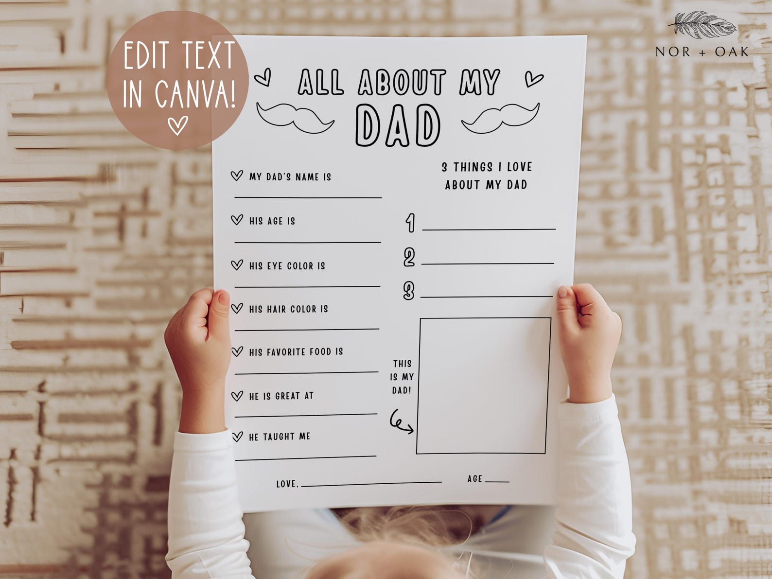 All About Dad Printable, Fill in the Blank Fathers Day Card, Dad ...