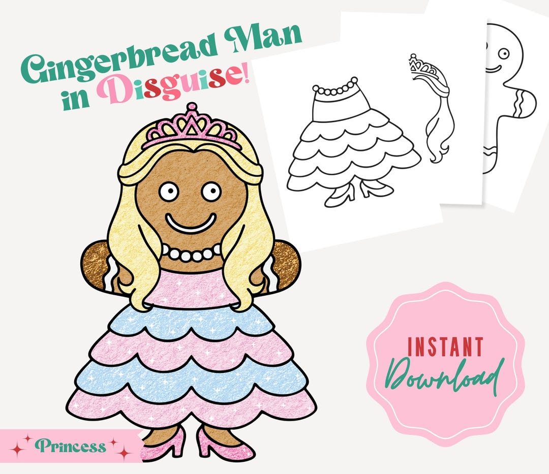 Disguise a Gingerbread Man, Gingerbread Disguise Printable, Princess ...