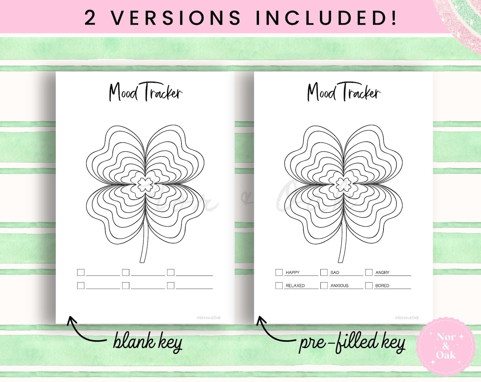 Clover Mood Tracker Printable, Journal Page Printable, Monthly Mood ...