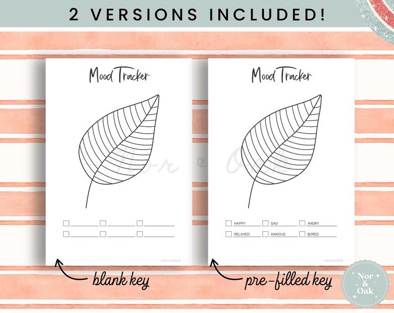 Leaf Mood Tracker Printable, Journal Page Printable, Monthly Mood ...