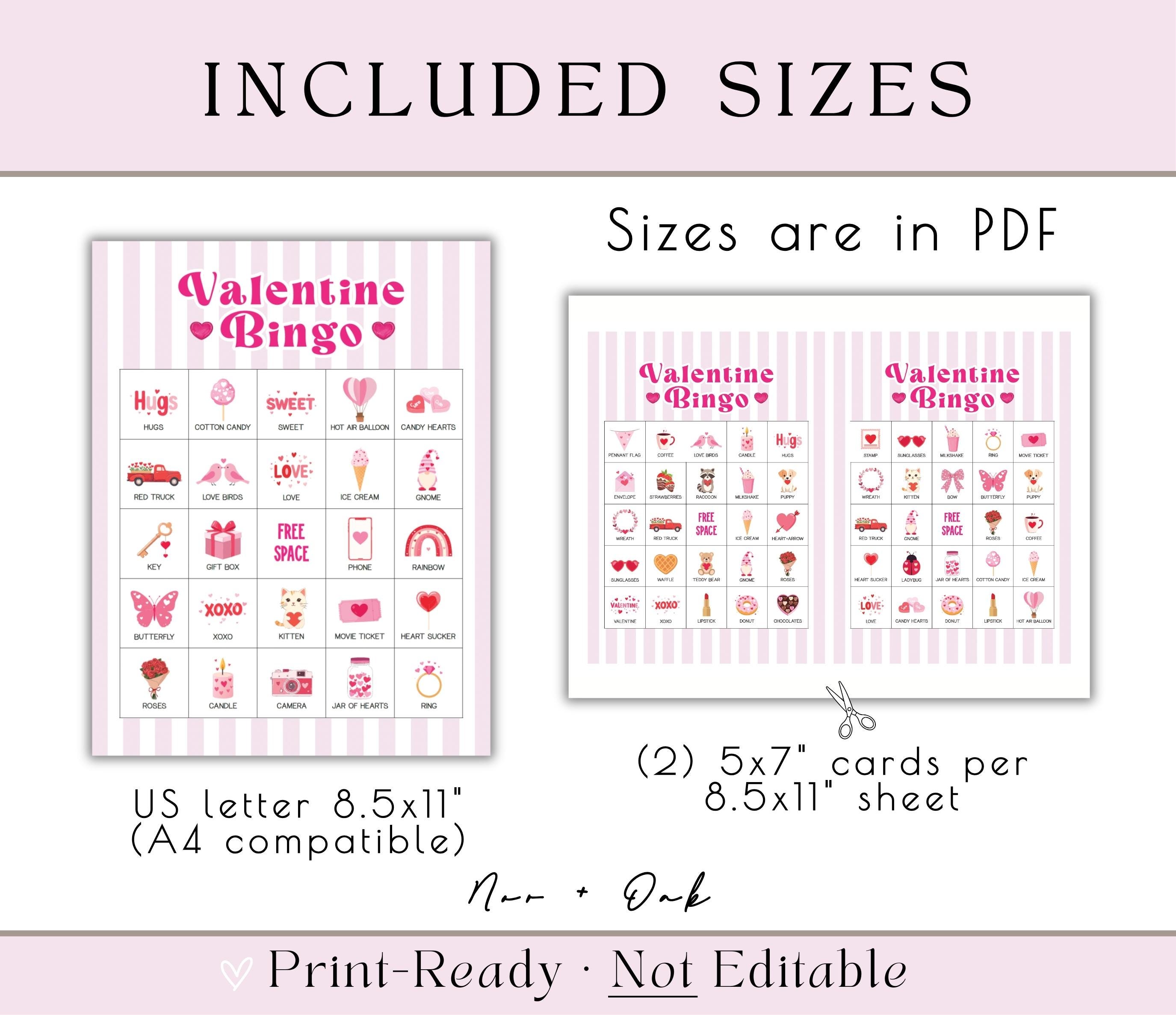 Valentines Day Bingo Game Printable, Valentine Kid Activity, Valentines ...