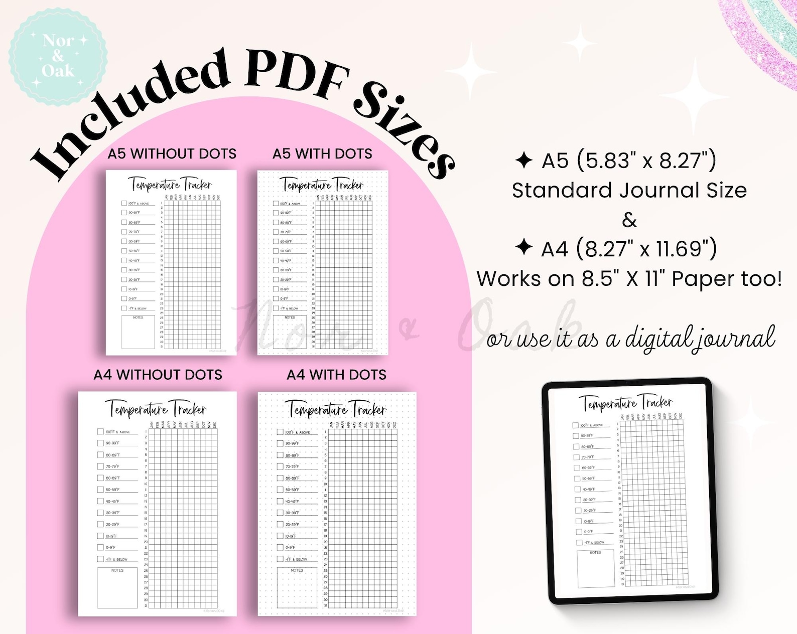 Temperature Tracker, Journal Printable, Weather Tracker, Yearly Tracker ...