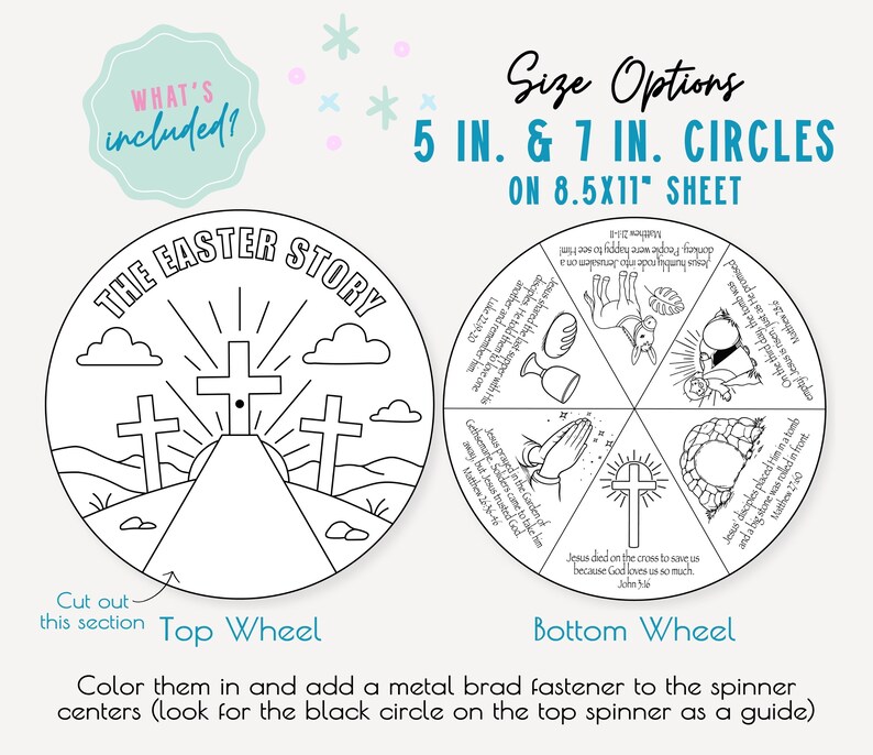 Easter Story Spinner Kid Craft Printable, Bible Activity Wheel, Sunday ...